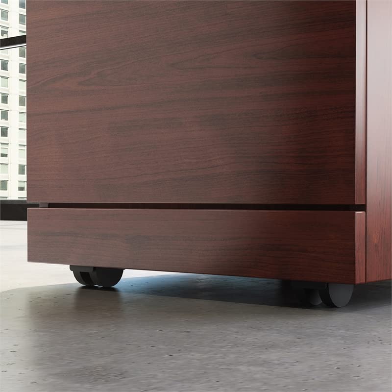 OfficeWorks by Sauder Affirm 72 X 24 Shl 3 Drawer Pedestal Ste, L: 71.10" x W: 23.47" x H: 29.29", Classic Cherry Finish