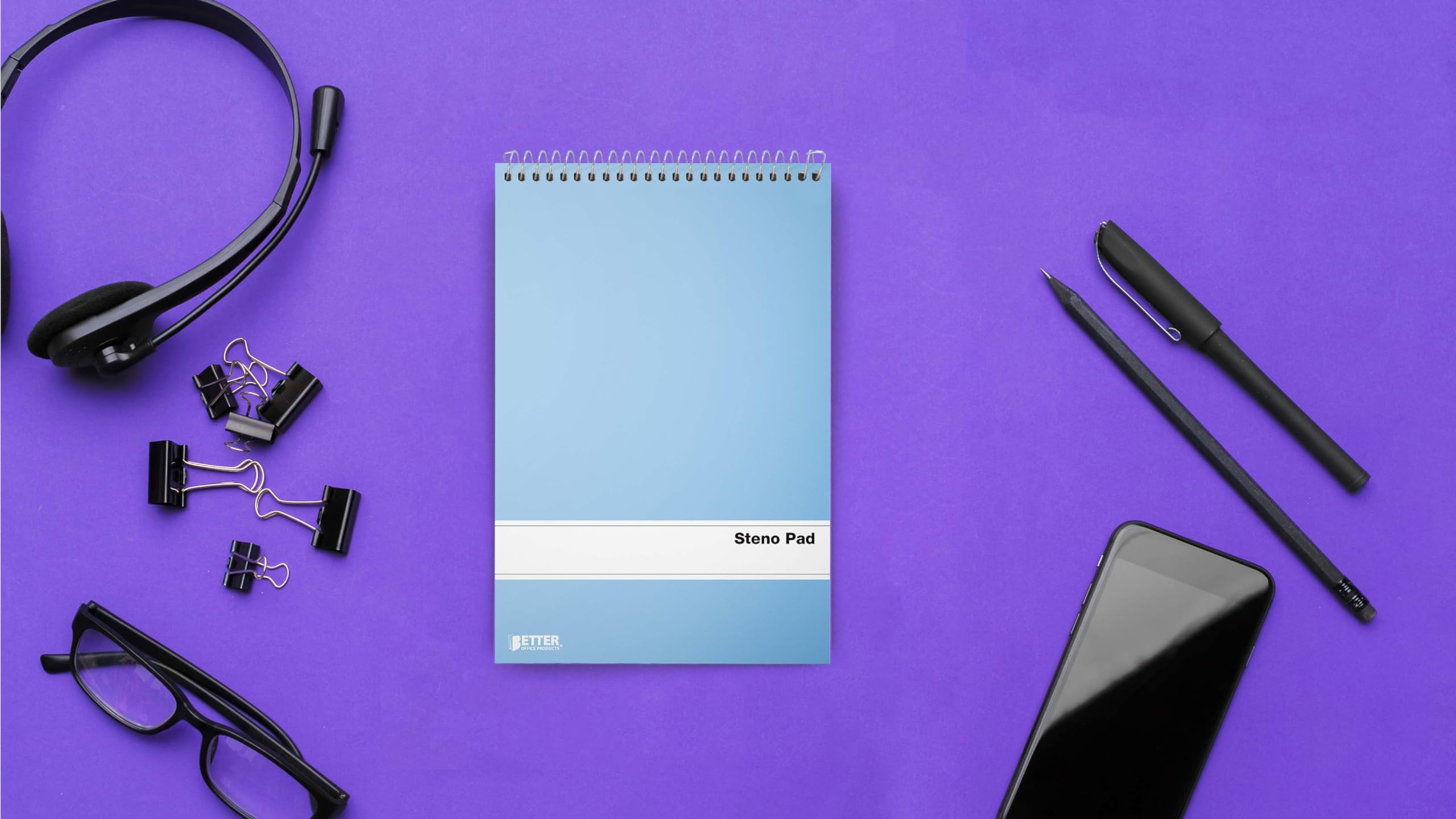 Better Office Products Spiral Steno Pads, 10 Pack, 6 x 9 inches, 80 Sheets, White Paper, Gregg Rule, Assorted Pastel Color Covers, 10 Steno Notebooks