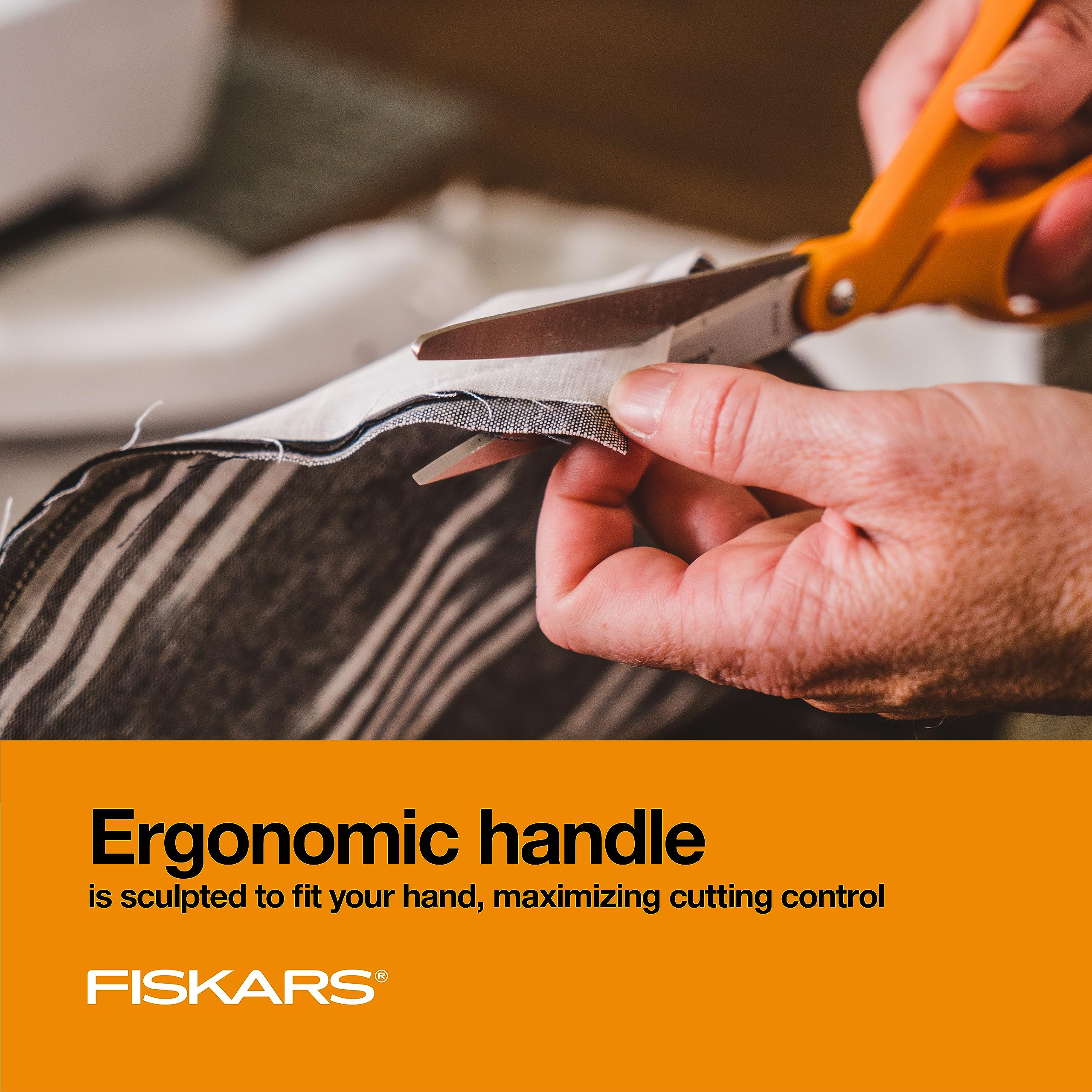 Fiskars The Original Handled Scissors, 8 Inch, Crafting, Paper Cutting, Multi Surface Use, Orange