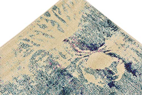 Unique Loom Positano Collection Coastal Modern Coral Lobster Shells Light Blue Area Rug (4' x 6')
