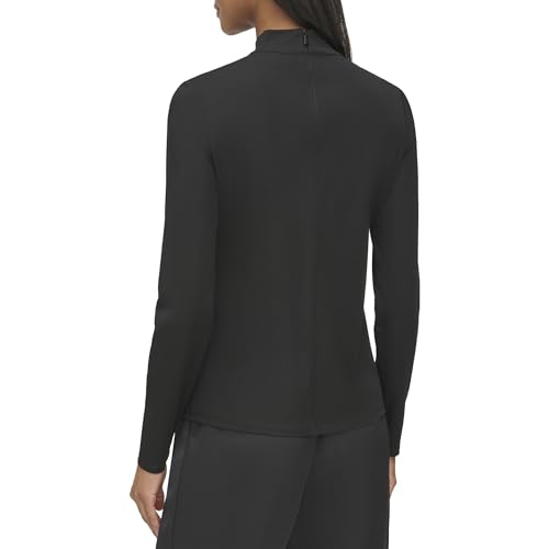 Karl Lagerfeld Paris Women's Logo Stretch Long Sleeve Top, Black