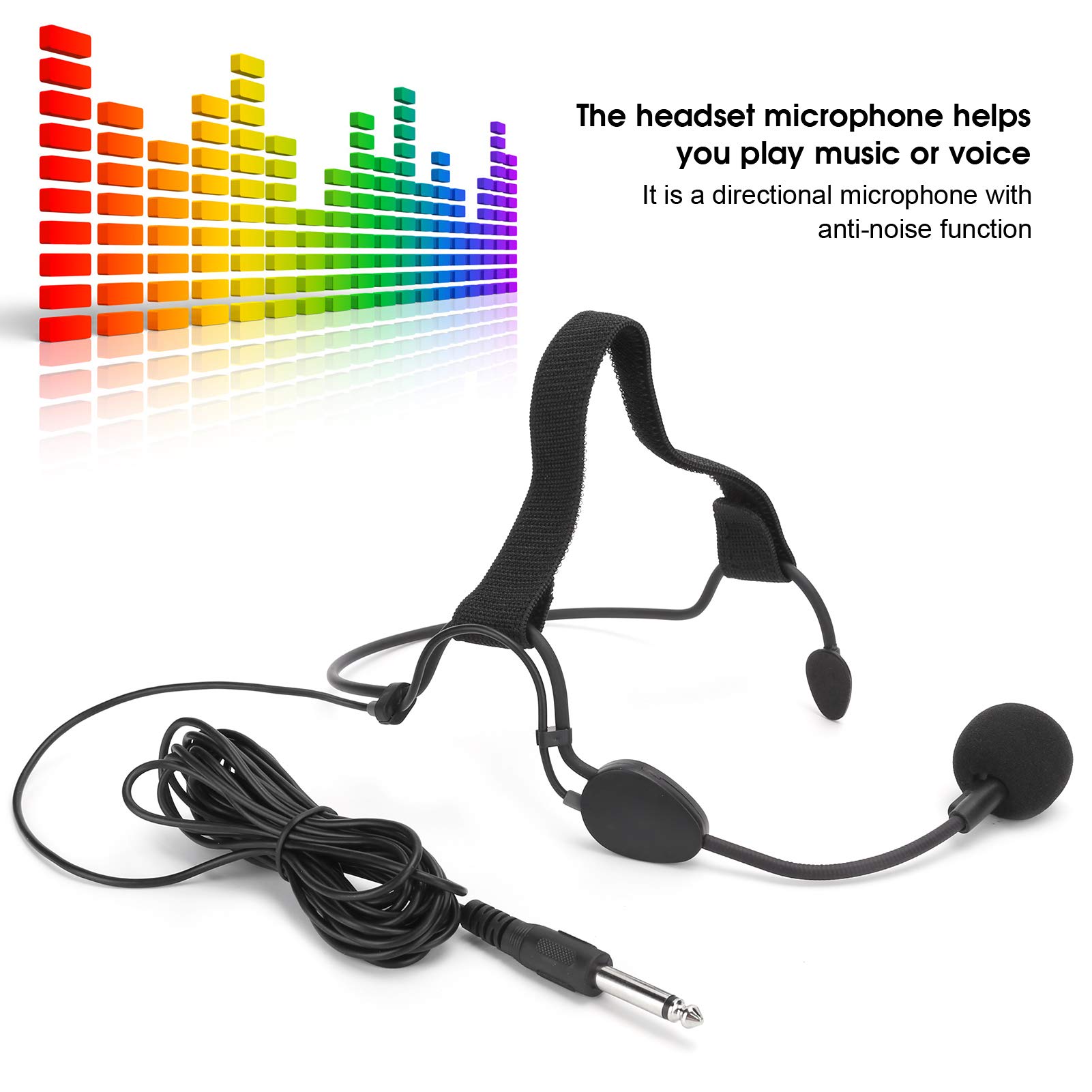 SYH&AQYE Microphone Headset, 6.35MM Connector Jack Headset Microphone with Ear Straps, Flexible Wired Boom, Anti Noise Microphone for WH20TQG Musical Instruments Guitar Drum Audio Mixer