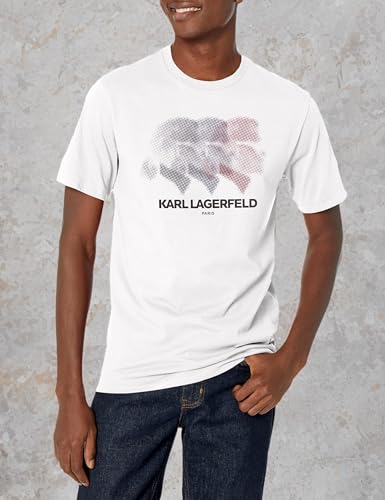 Karl Lagerfeld Paris Men's Shadow Logo Crewneck Short Sleeve Solid T-Shirt, White, X-Large