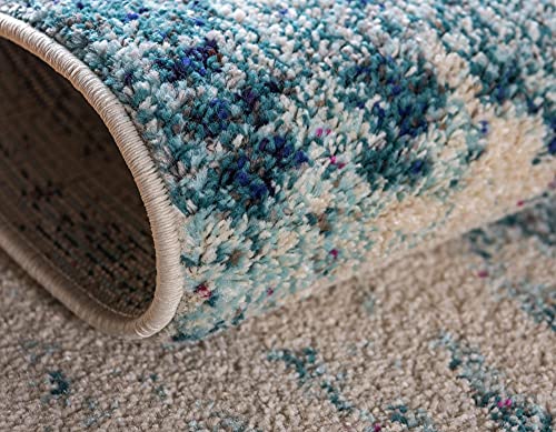 Unique Loom Positano Collection Coastal Modern Coral Lobster Shells Light Blue Area Rug (4' x 6')