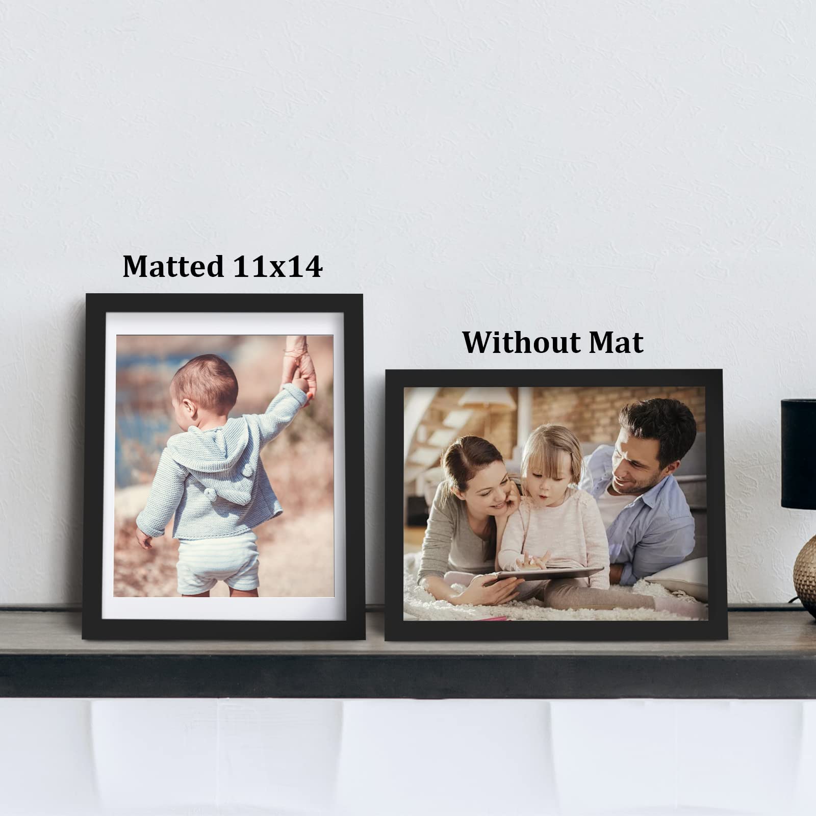 BSRHOME 12x16 Picture Frames Set of 6 with Plexiglass, Display Pictures 11x14 with Mat or 12x16 Without Mat for Tabletop Display and Wall Mounting,Black
