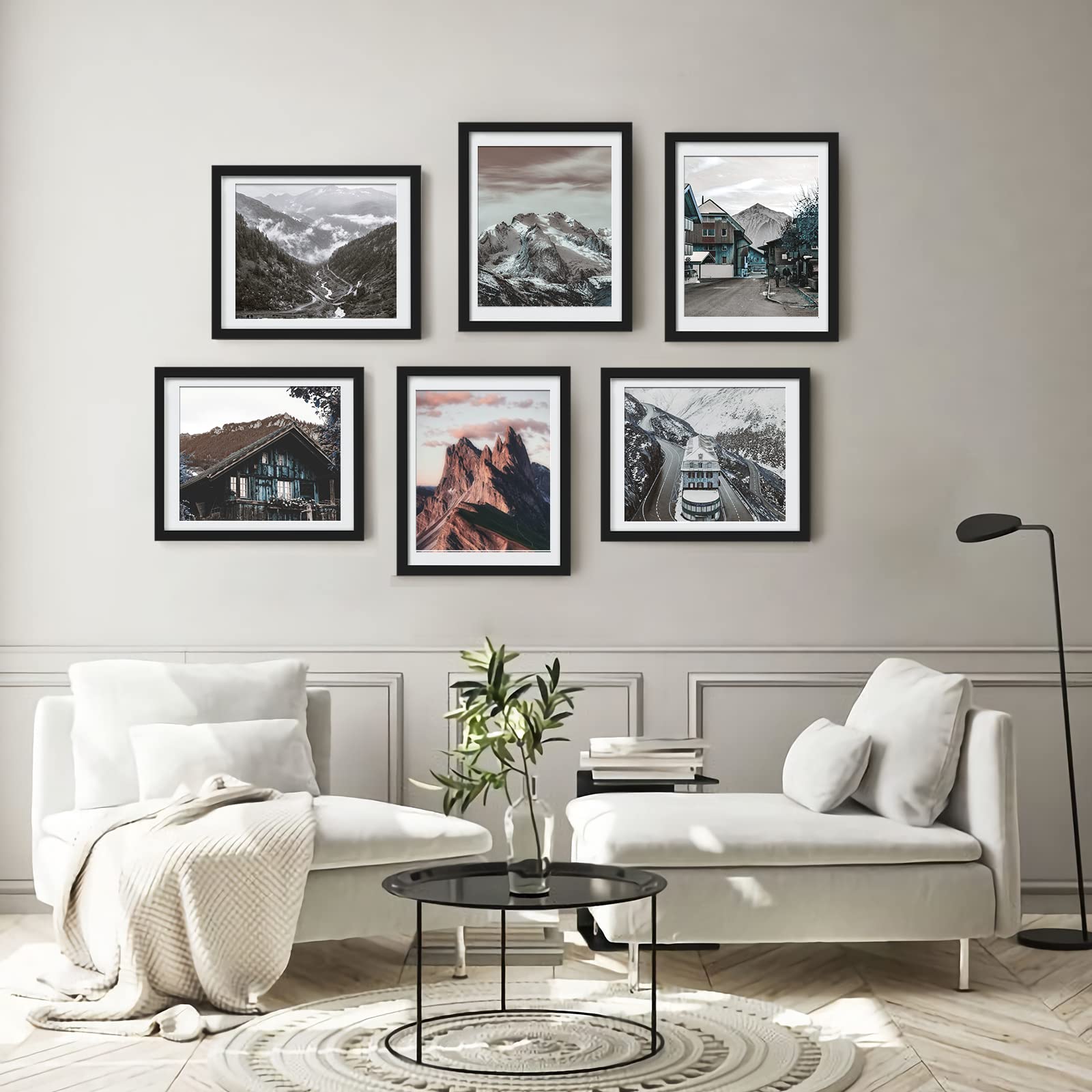 BSRHOME 12x16 Picture Frames Set of 6 with Plexiglass, Display Pictures 11x14 with Mat or 12x16 Without Mat for Tabletop Display and Wall Mounting,Black