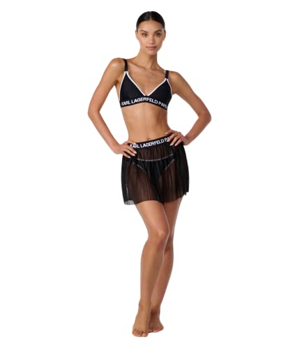 Karl Lagerfeld Paris Women's Standard Swim Bottom Skirt Coverup, Black/White