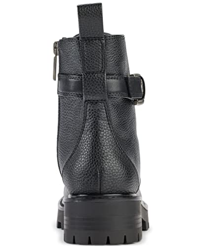 Karl Lagerfeld Paris Women's Lug-Sole Maeva Combat Boot with Crystal Detail Fashion, Black, 6.5