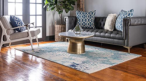 Unique Loom Positano Collection Coastal Modern Coral Lobster Shells Light Blue Area Rug (4' x 6')