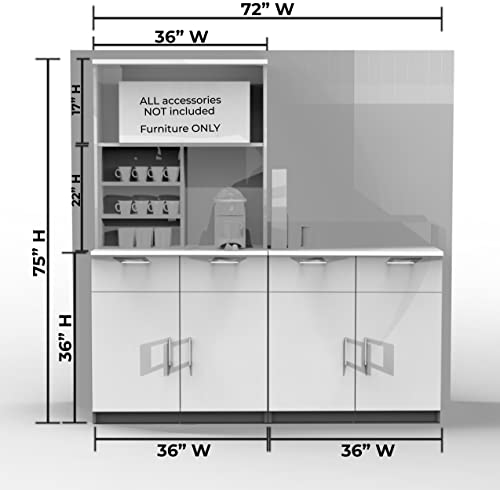 Breaktime Coffee Break Lunch Room Furniture Buffet Model 4342 3 Piece Group Color Espresso - Factory Assembled (NOT RTA) Furniture Items ONLY.