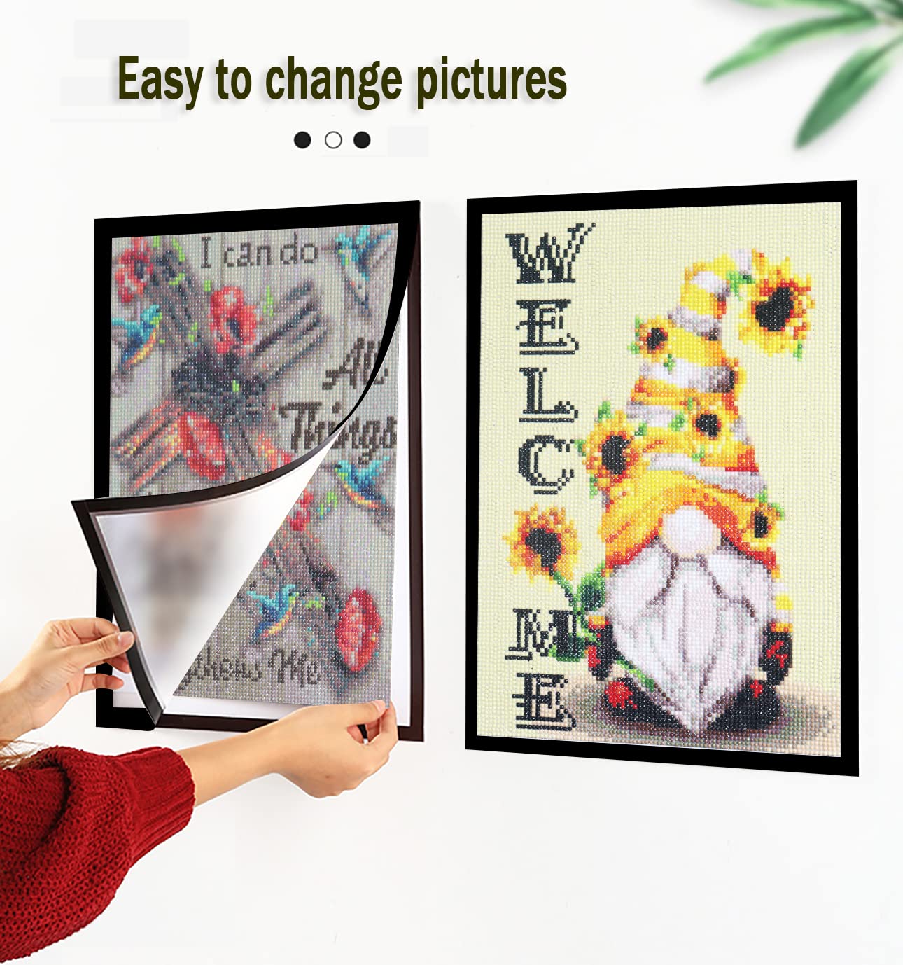 pchmcu 6 Pack 12" x 16 Picture Frame,Diamond Painting Picture Frames for 30x40cm, Magnetic Art Frame,Frames for Wall Window Door Black, Inside Size 10" x 14"