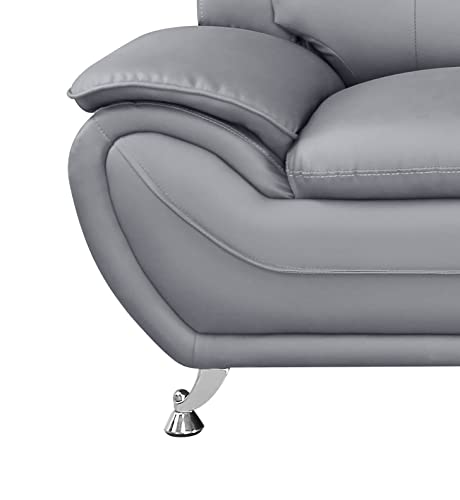 US Pride Furniture Modern Faux Leather Couch for Living Room Bedroom or Office, Contemporary 3 Seater Accent Piece, 79.2’’ Wide Sofa, Grey
