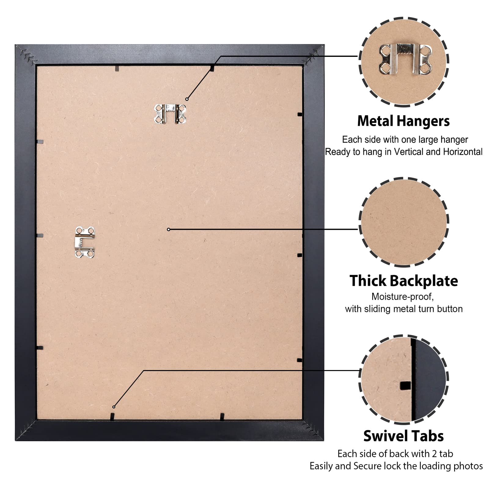 LaVie Home 16x20 Picture Frame Black Poster Frame,Display Pictures 11x14 with Mat or 16x20 Without Mat, Stable and Sturdy Frame and Polished Plexiglass, Horizontal and Vertical Format of The Walls