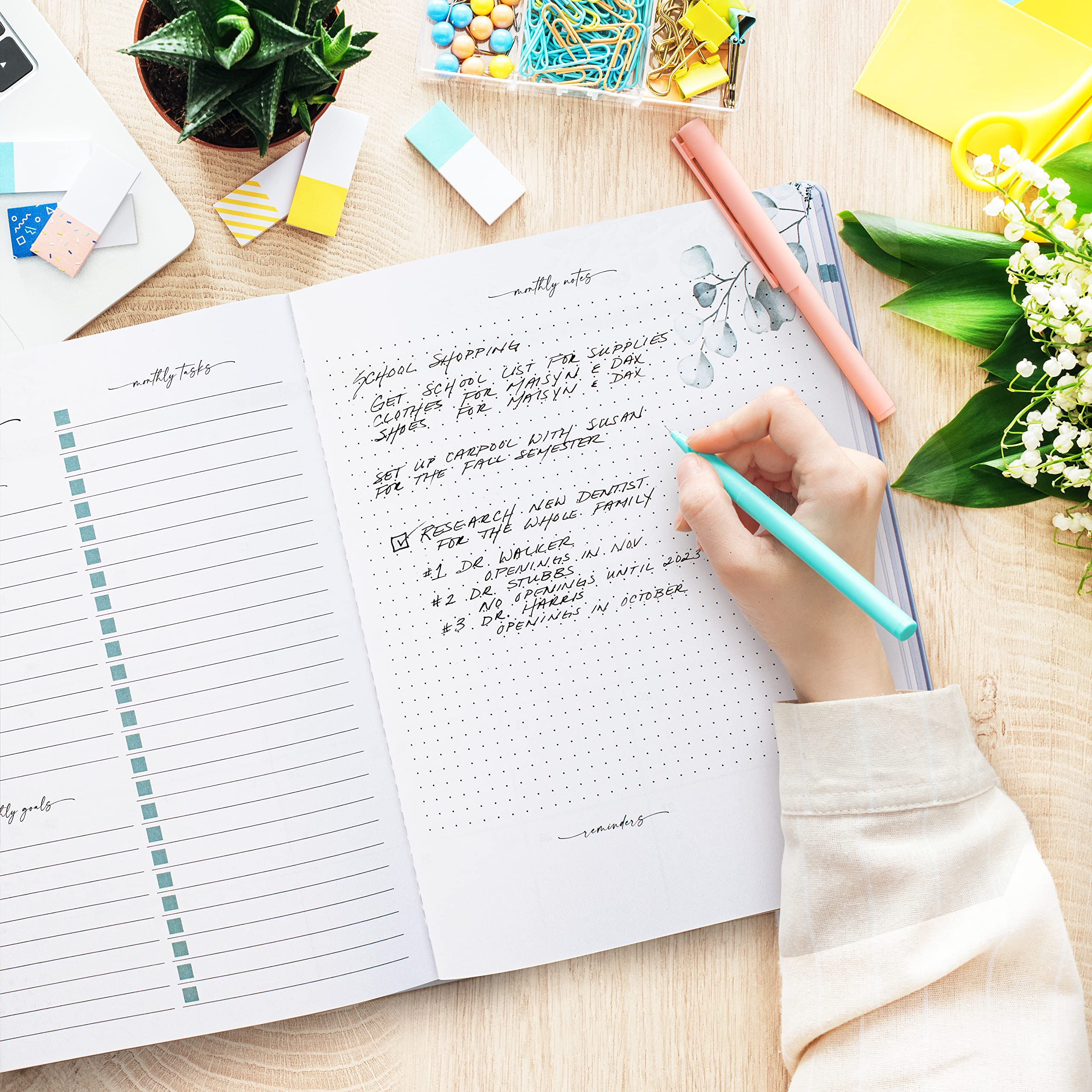 Simplified 2023-2024 Monthly Planner and Calendar Book - Beautiful Modern Greenery To Do List Notebook Easily Organizes Your Tasks to Boost Productivity - Runs Until December 2024