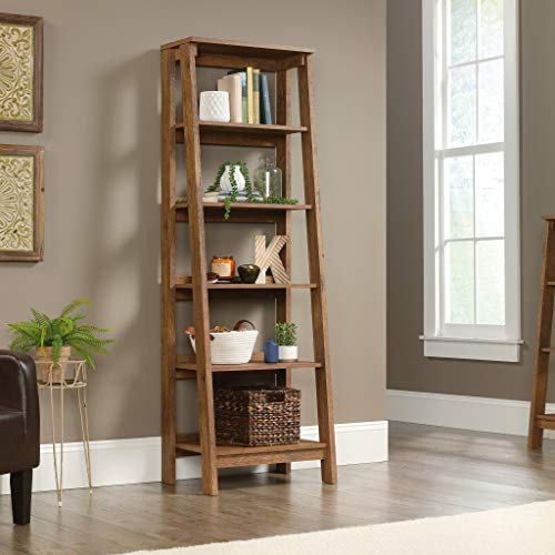 Sauder Palladia Executive Desk, Vintage Oak Finish & Trestle 5-Shelf Bookcase, Vintage Oak Finish