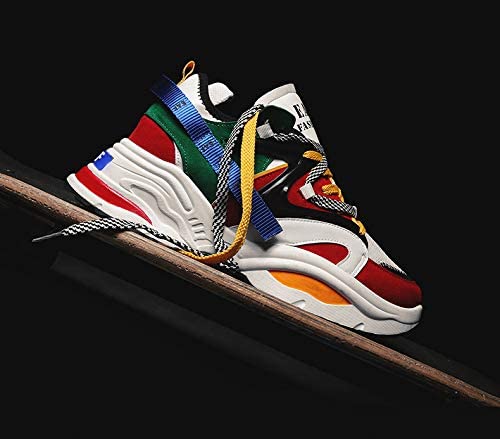 Men's Rainbow Color Running Sneakers,Soft Sole Shock Absorbing Comfortable Breathable Training Fitness Mountaineering Sneakers (9,Rainbow)