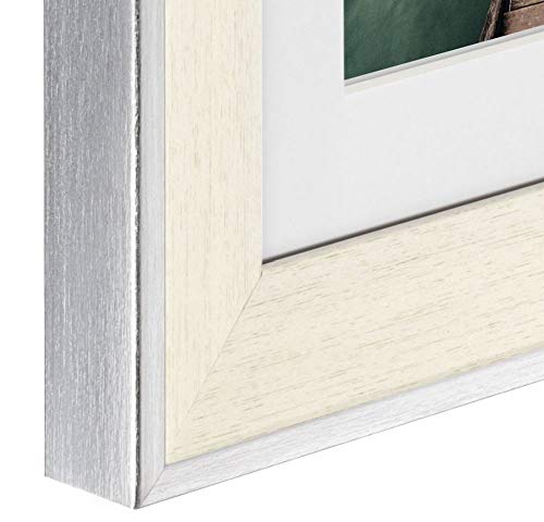 Hama Sierra Plastic Picture Frame (40 cm x 50 cm Frame, 25 mm x 19 mm Borders, for Photos Size 28 x 35 cm, Reflex Glass, Polystyrene (PS), with Hanger) White