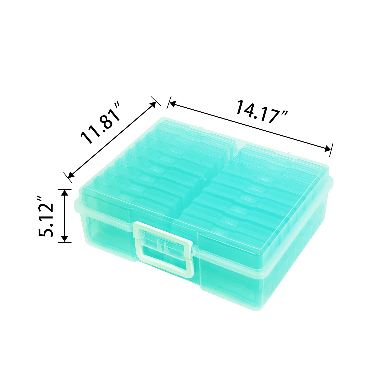 Naivees Photo Case 4" x 6" Photo Storage Case - 16 Inner Photo Organizer Boxes Transparent Craft Keeper Photo Storage Containers Box for Photos, Pictures,Art(Blue)