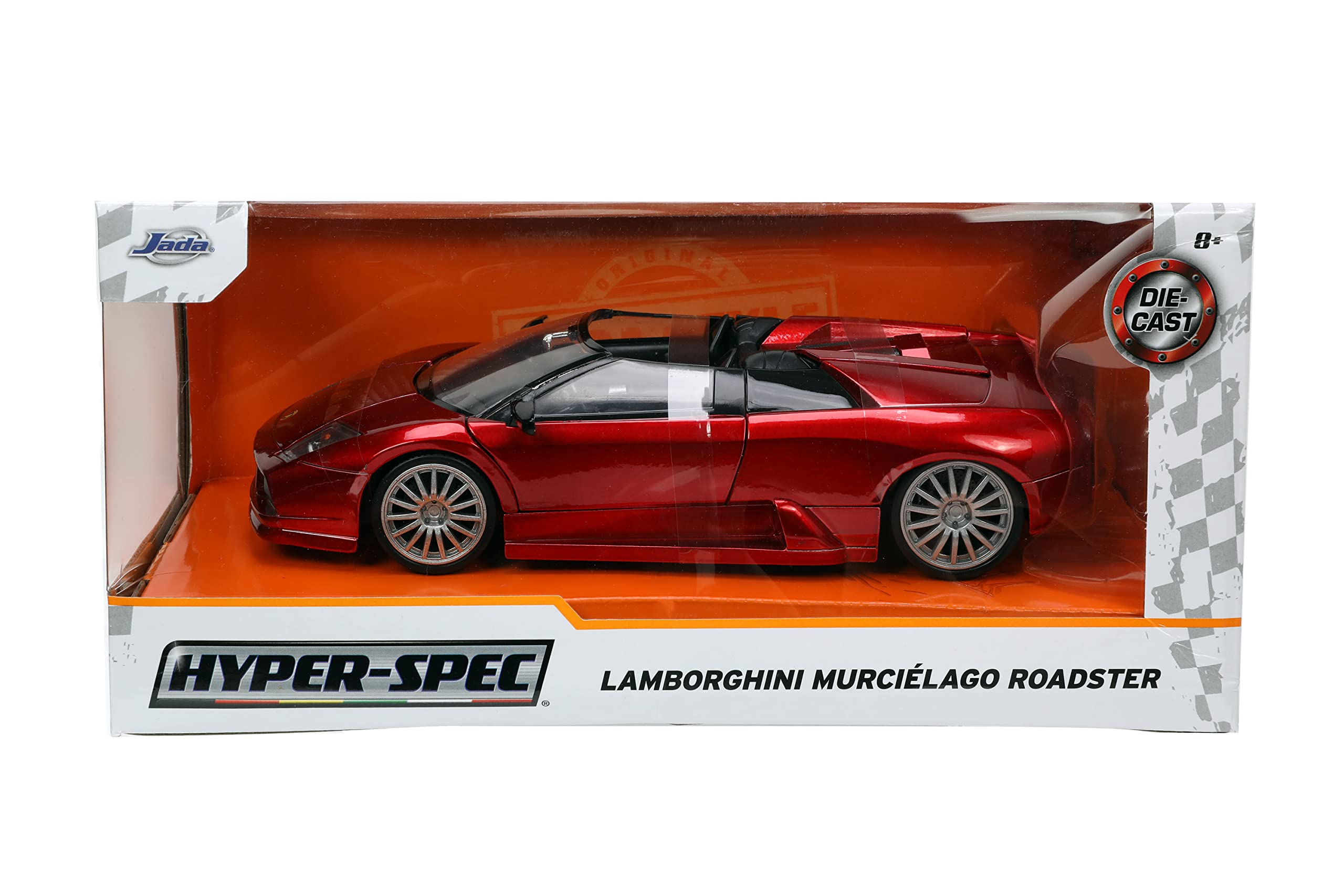 Jada Toys Hyper-Spec 1:24 Lamborghini Murcielago Roadster Die-cast Car Red, Toys for Kids and Adults