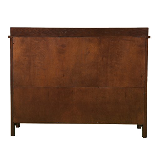 SEI Furniture Camino Mission Sideboard & Curio - Red Washed Expresso Finish w/ Faux Slate - Spacious Design (AMZ0092MC)