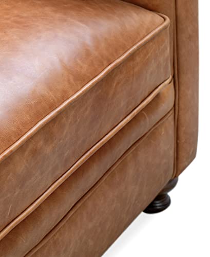 POLY & BARK Lyon Sofa in Full-GrainĀ Pure-Aniline Italian Leather, Cognac Tan