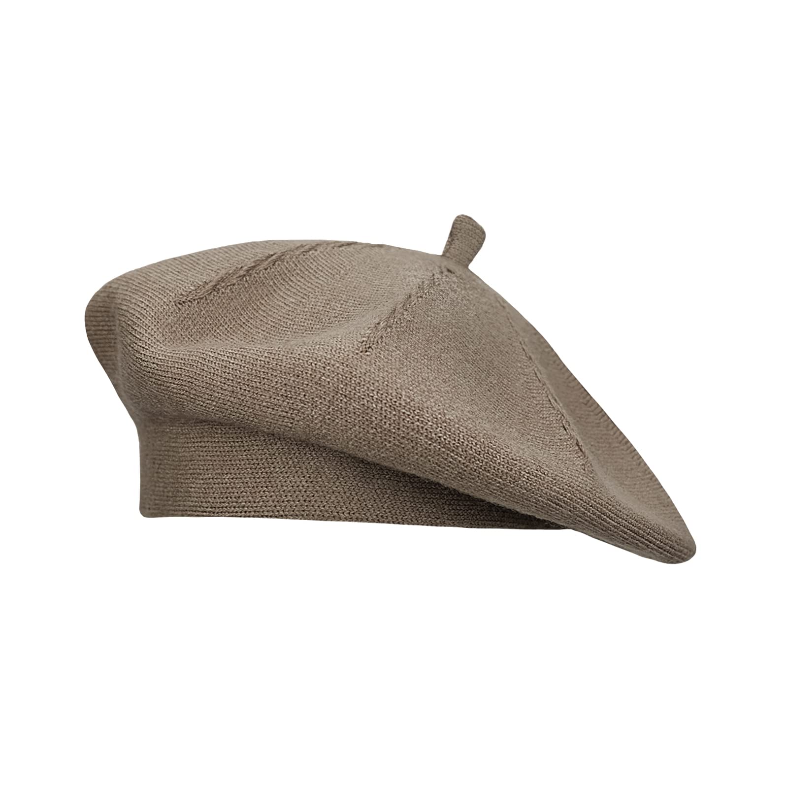 Gllutt Cashmere Beret Hat French Style Stretchy Knitting Solid Color Both Side Usable (Coffee)