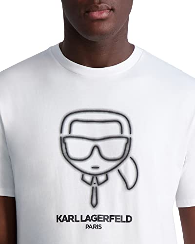 Karl Lagerfeld Paris Men's Soft Cotton Crew Neck T-Shirt, White, Large
