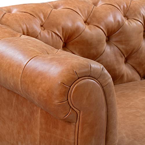 POLY & BARK Lyon Sofa in Full-GrainĀ Pure-Aniline Italian Leather, Cognac Tan