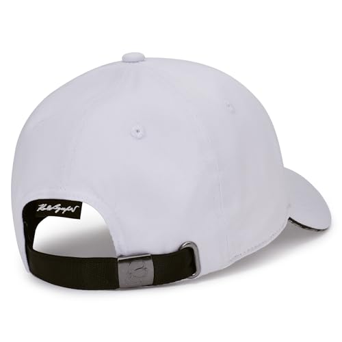 Karl Lagerfeld Paris Men's Tape Brim Karl Character Head Logo Cap, White-logotape