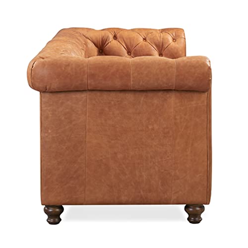 POLY & BARK Lyon Sofa in Full-GrainĀ Pure-Aniline Italian Leather, Cognac Tan