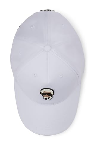 Karl Lagerfeld Paris Men's Tape Brim Karl Character Head Logo Cap, White-logotape