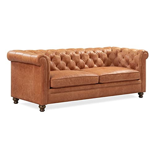 POLY & BARK Lyon Sofa in Full-GrainĀ Pure-Aniline Italian Leather, Cognac Tan