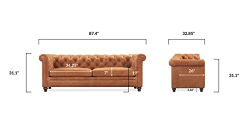 POLY & BARK Lyon Sofa in Full-GrainĀ Pure-Aniline Italian Leather, Cognac Tan