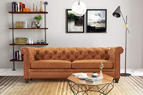 POLY & BARK Lyon Sofa in Full-GrainĀ Pure-Aniline Italian Leather, Cognac Tan