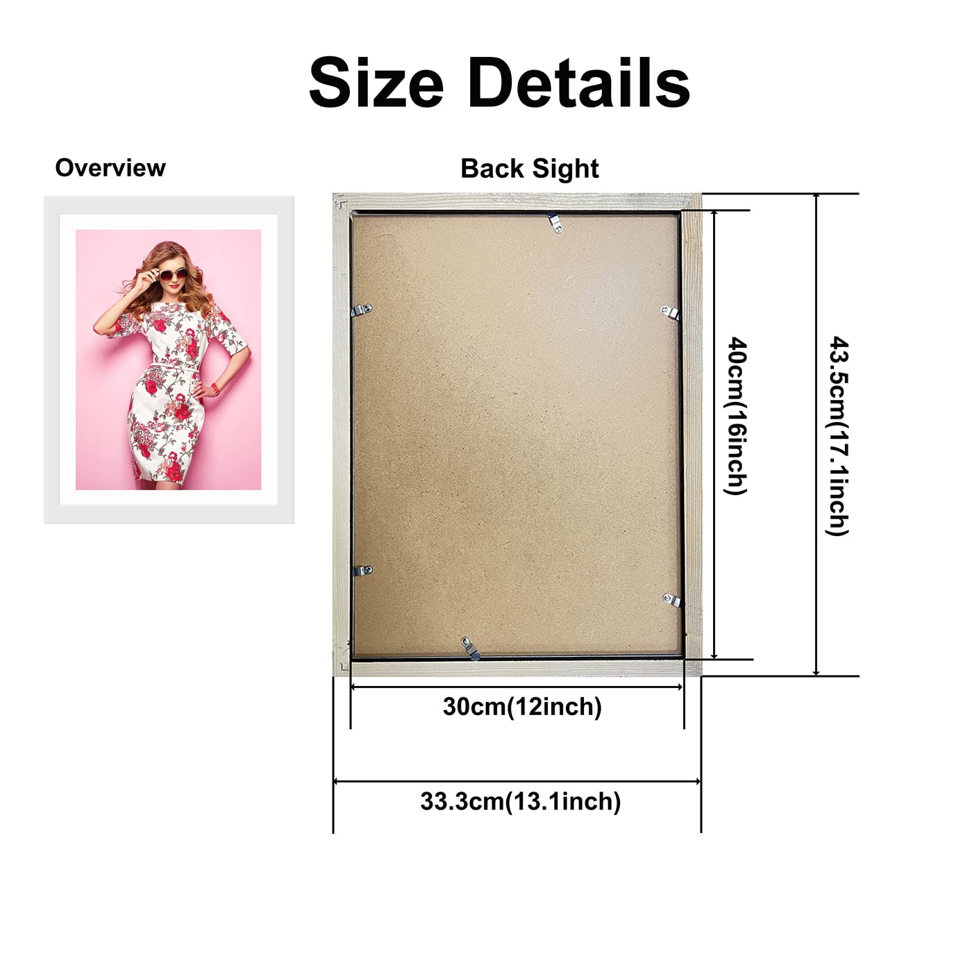 Betionol Picture Frame 10% Grey & 90% White, Special White Diamond Paints Frame Display 12x16in/30x40cm Kid's Art Pictures or Photos, Quality Solid Wood 12x16 Picture Frame For Home Decoration