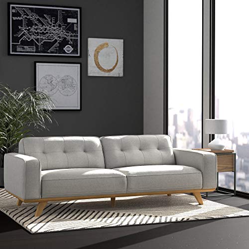 Amazon Brand β Rivet Bigelow Modern Sofa Couch with Wood Base, 89.4"W, Light Grey / Blonde