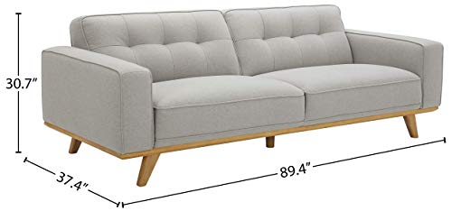 Amazon Brand β Rivet Bigelow Modern Sofa Couch with Wood Base, 89.4"W, Light Grey / Blonde