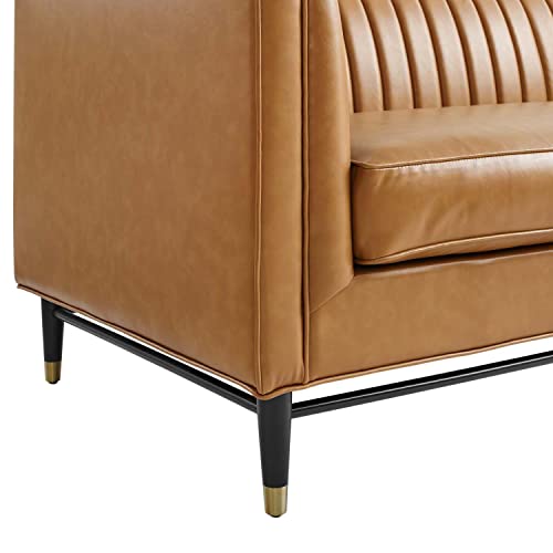 Modway Devote Channel Tufted Vegan Leather, Sofa, Tan
