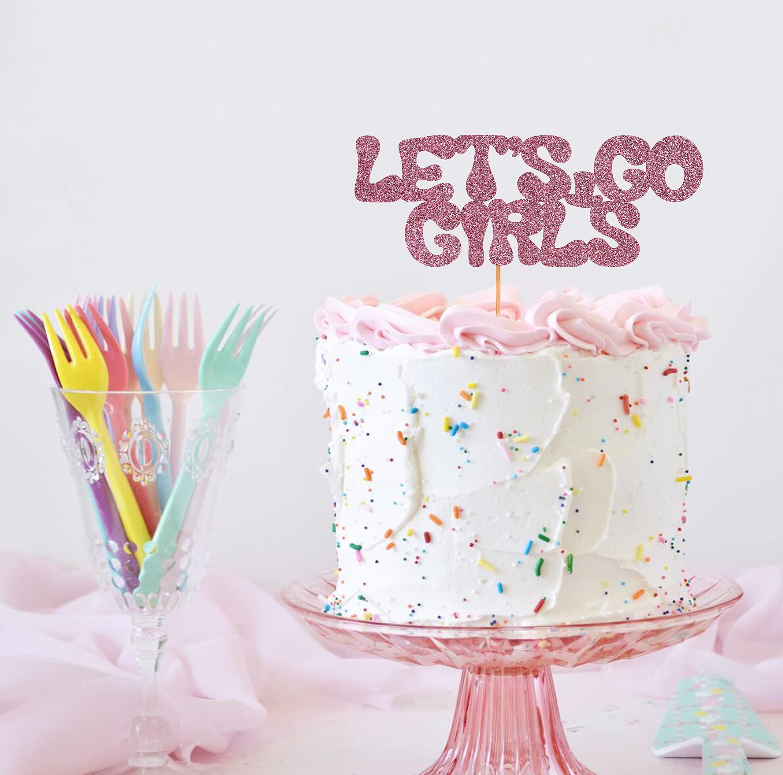 Let’s Go Girls Bachelorette Cake Toppers - Wedding Party Decorations, Bridal Shower Decoration, Bachelorette Party Scene Photo Props, Nashlorette Girls Theme Garland, Be Eengagement Shower Favor