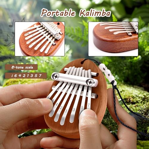 Kalimba Thumb Piano, Potable 8 Keys Mbira Finger Piano Musical Instruments Gift for Kid Adult Beginners Professional (Oval)