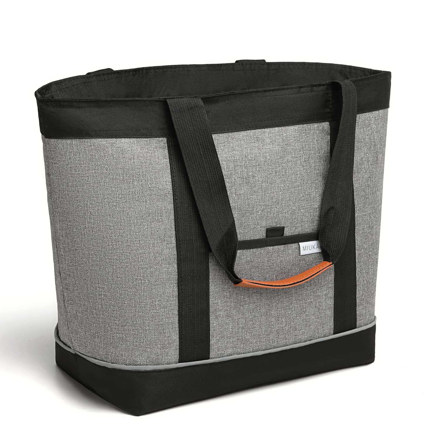 Large Insulated Cooler Bag Gray with Thermal Foam Insulation Reusable Grocery Bag Transport Cold Or Hot Food Apply to Delivery Bag, Travel Picnic Cooler