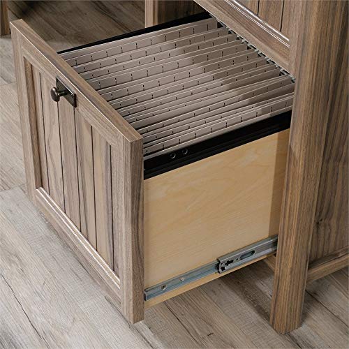 Sauder Costa Washed Walnut Office Desk with Drawers, Washed Walnut Finish