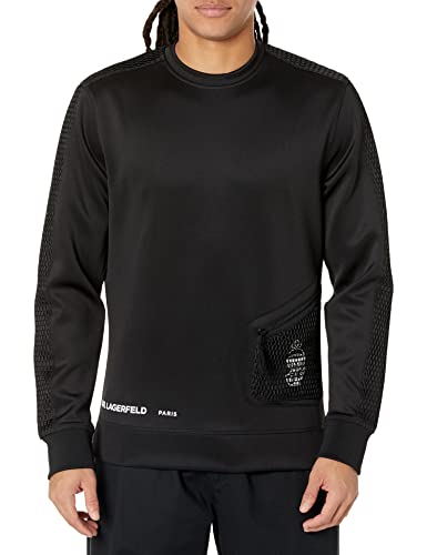 Karl Lagerfeld Paris Men's Scuba Stretchy Sportswear Pullover, Black, XX-Large