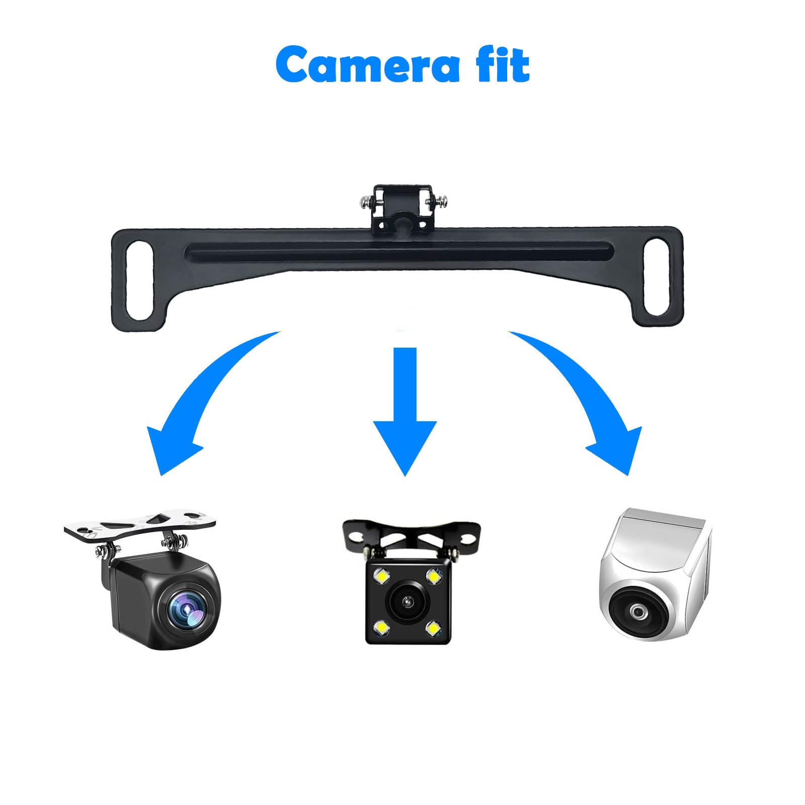 neynavy 1 PC Car Rear View Camera License Plate Bracket, Universal Car Dash Cam Mirror Camera Kit Rearview Camera Mount, Installation Holder for Backup Camera Reverse Camera (Black)