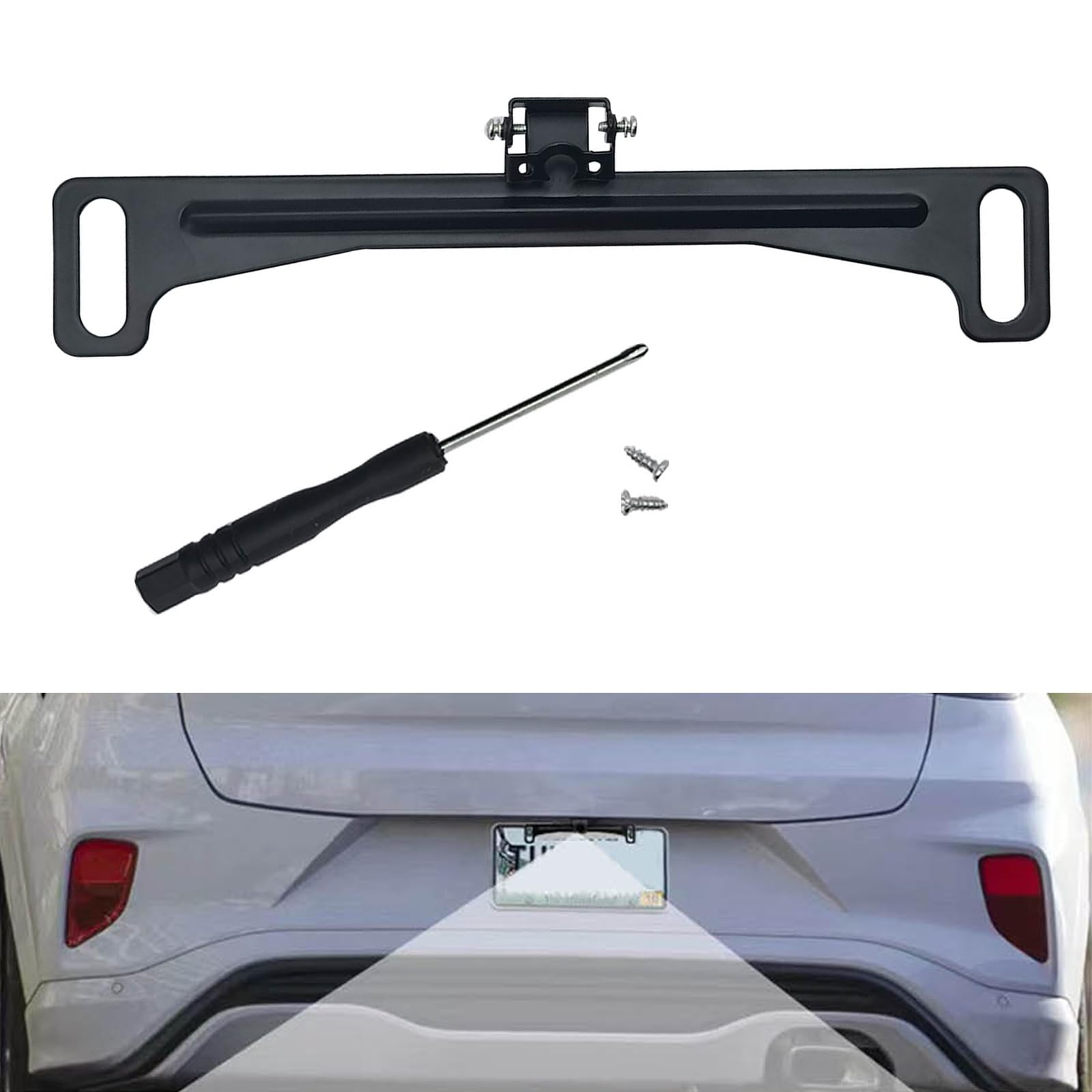 neynavy 1 PC Car Rear View Camera License Plate Bracket, Universal Car Dash Cam Mirror Camera Kit Rearview Camera Mount, Installation Holder for Backup Camera Reverse Camera (Black)