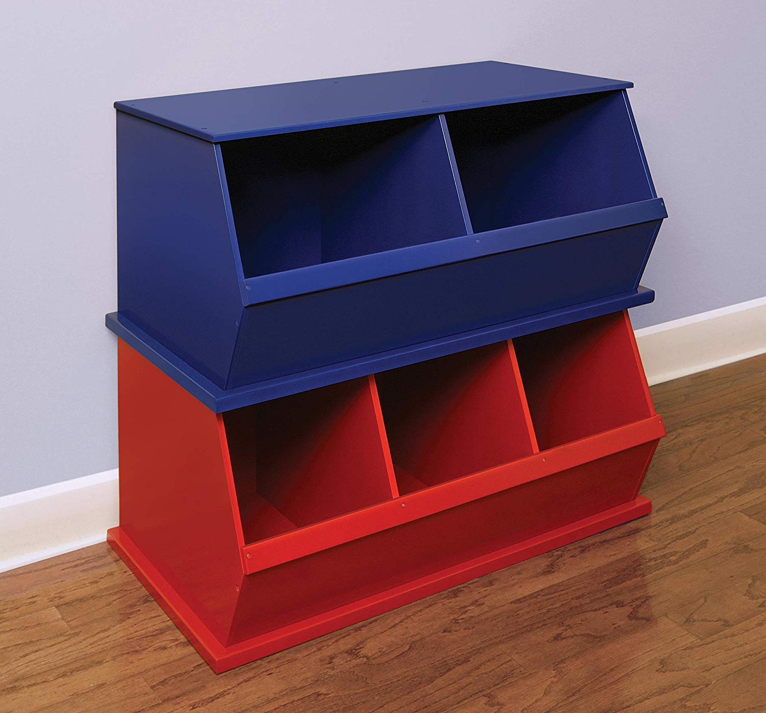 Stackable Wooden 2 Bin Open Storage Toy Organizing Cubby