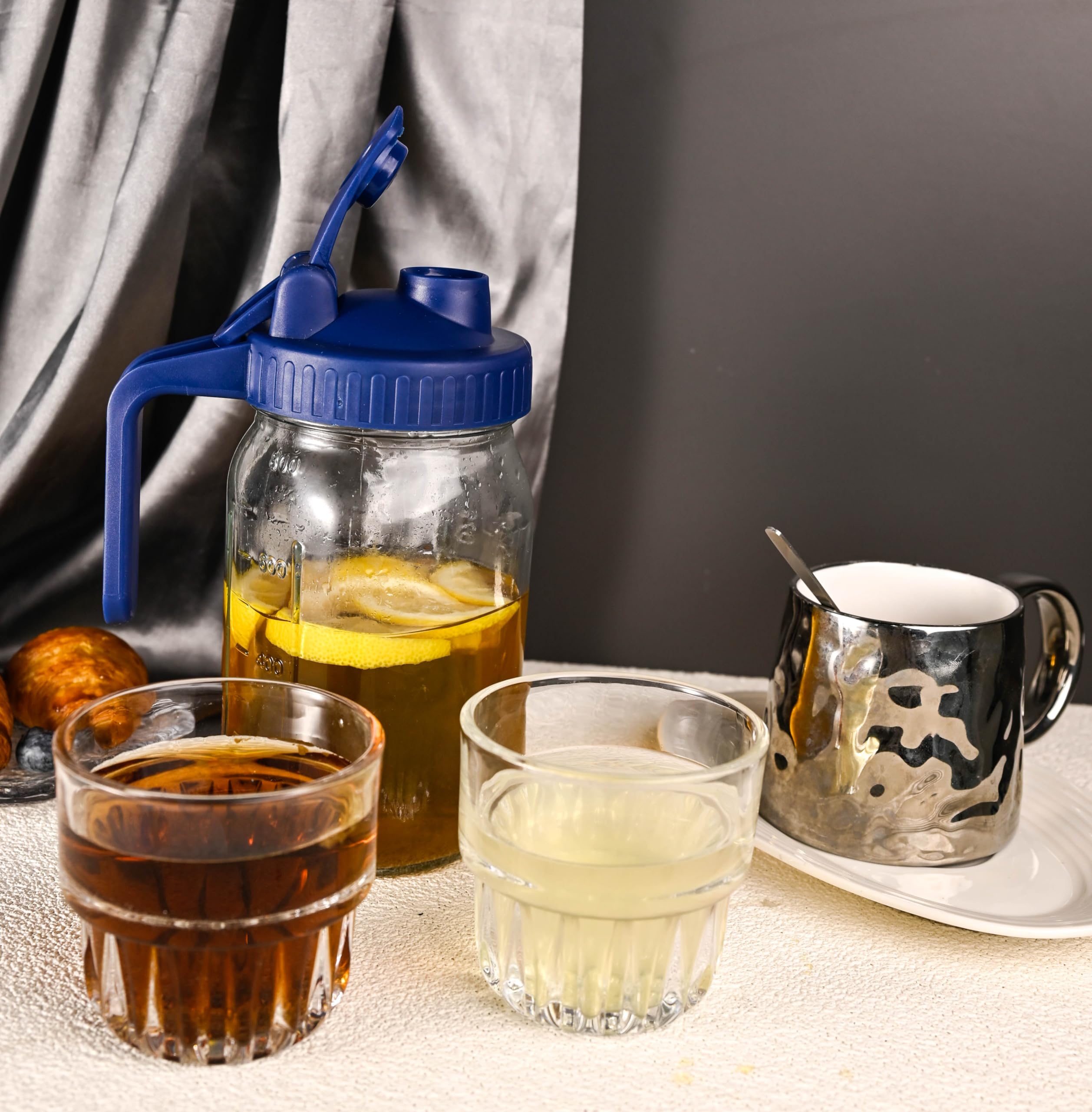 CONNYAM 4 Pack Mason Jar Flip Cap Lids with Handle, Compatible with Ball & Kerr, Airtight and Leak-Proof Seal, Easy Pouring Spout, Turns Jars into Pitchers