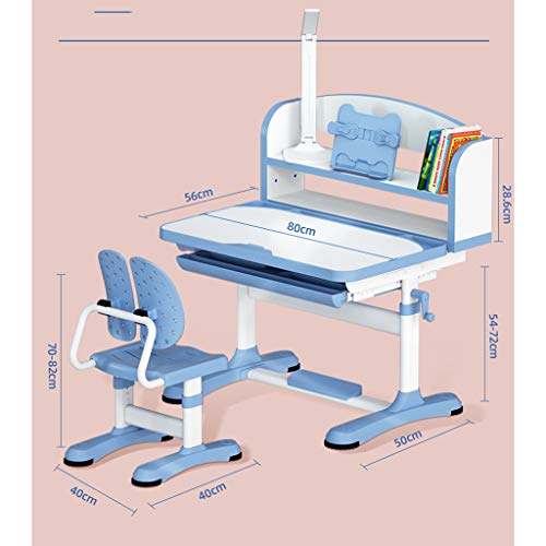 Height-Adjustable Children's Study Desk and Chair Set, LED Light Multifunctional Children's Desk, Writing Desk and Chair Set for Primary School Students, Lifting Study Table