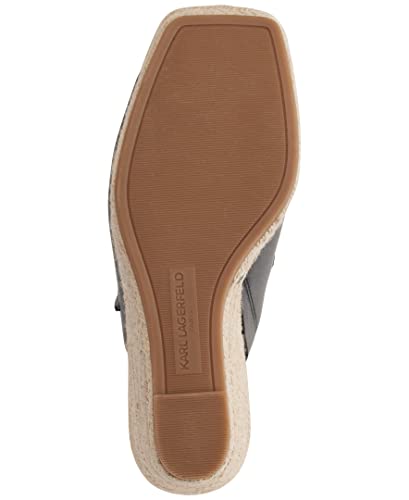 Karl Lagerfeld Paris Women's Corissa Slip on Espadrille Wedge Sandal, Deep Black, 9