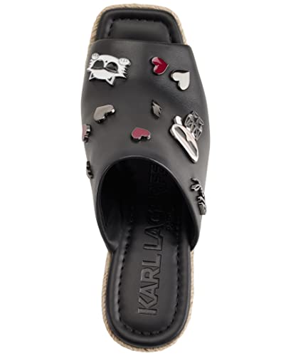 Karl Lagerfeld Paris Women's Corissa Slip on Espadrille Wedge Sandal, Deep Black, 9